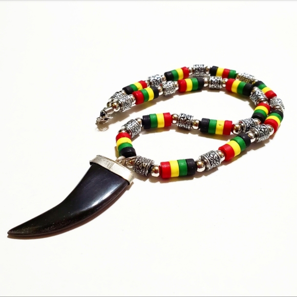 Accessories | Mens Rasta Bead Animal Fang Shaped Pendant | Poshmark